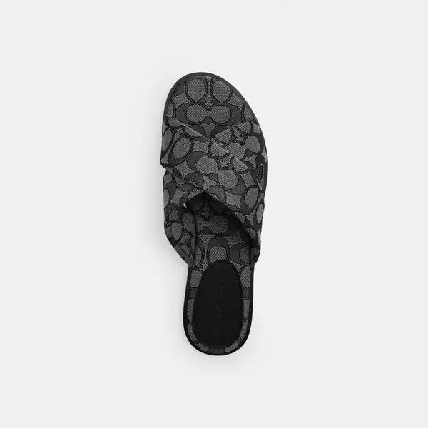 Coach® Link Criss Cross Slide In Signature Jacquard In Smoke Coal